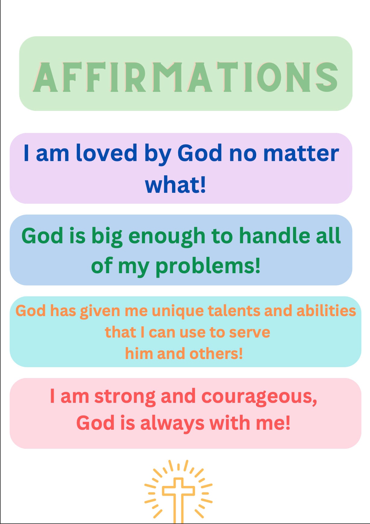 Biblical Affirmations for Kids - Etsy