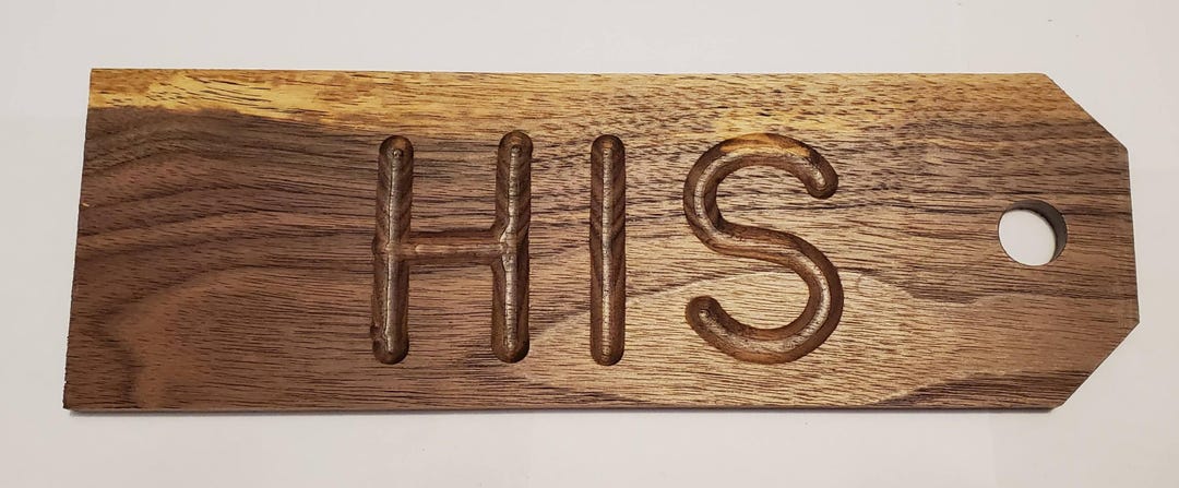 Solid Black Walnut "his" Wood Tag - Etsy