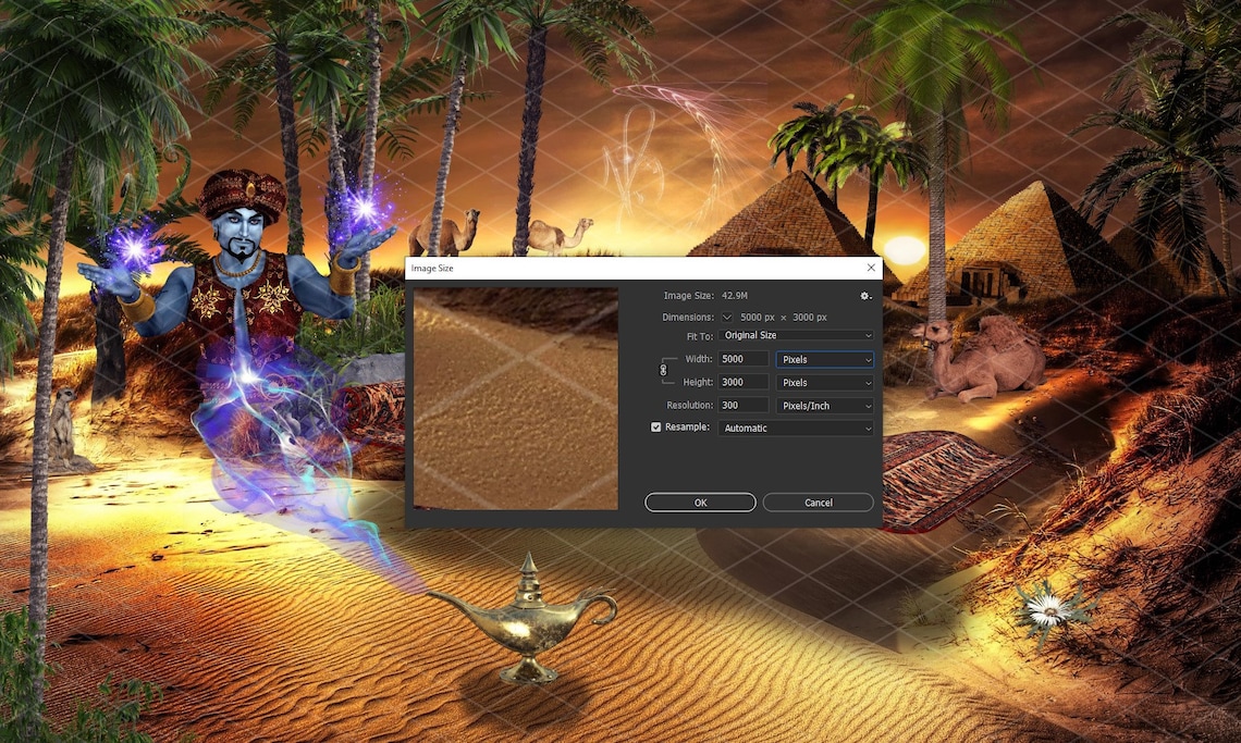 Magic Carpet & Genie in the Desert Digital Backdrop/background ...
