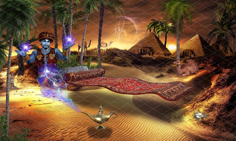 Magic Carpet & Genie in the Desert Digital Backdrop/background ...