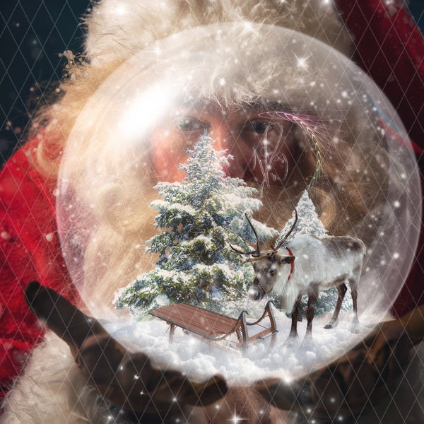 Santa Snow Globe Christmas Digital Backdrop - Etsy