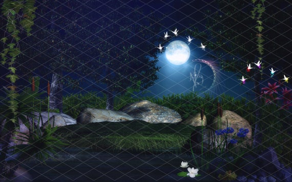 Woodland Pool for Fairies or a Mermaid at Night Under the Moon | Etsy