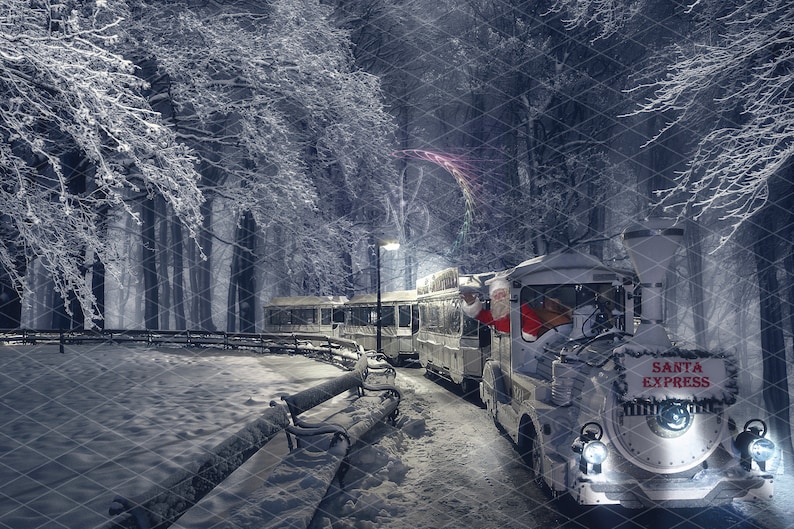 Christmas Santa Express Train in the Snow Digital - Etsy