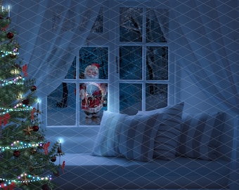 Santa Looking Out Window - Etsy