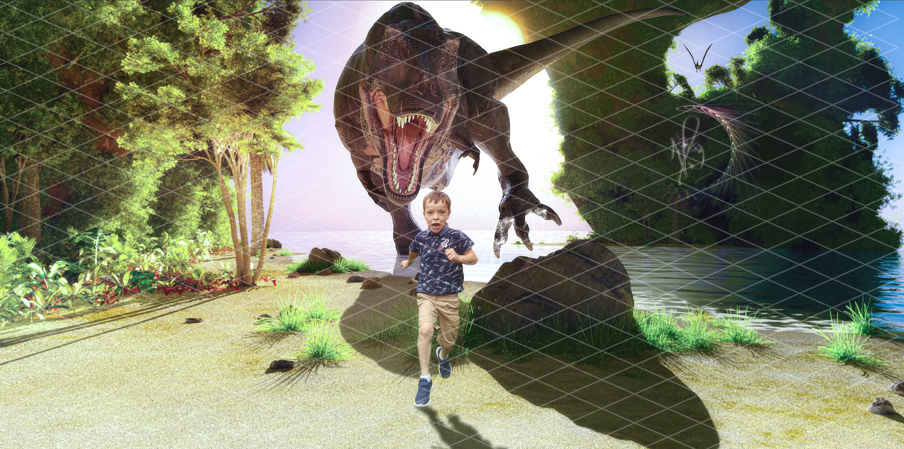 T-rex Dinosaur Chase! Digital Background - Etsy