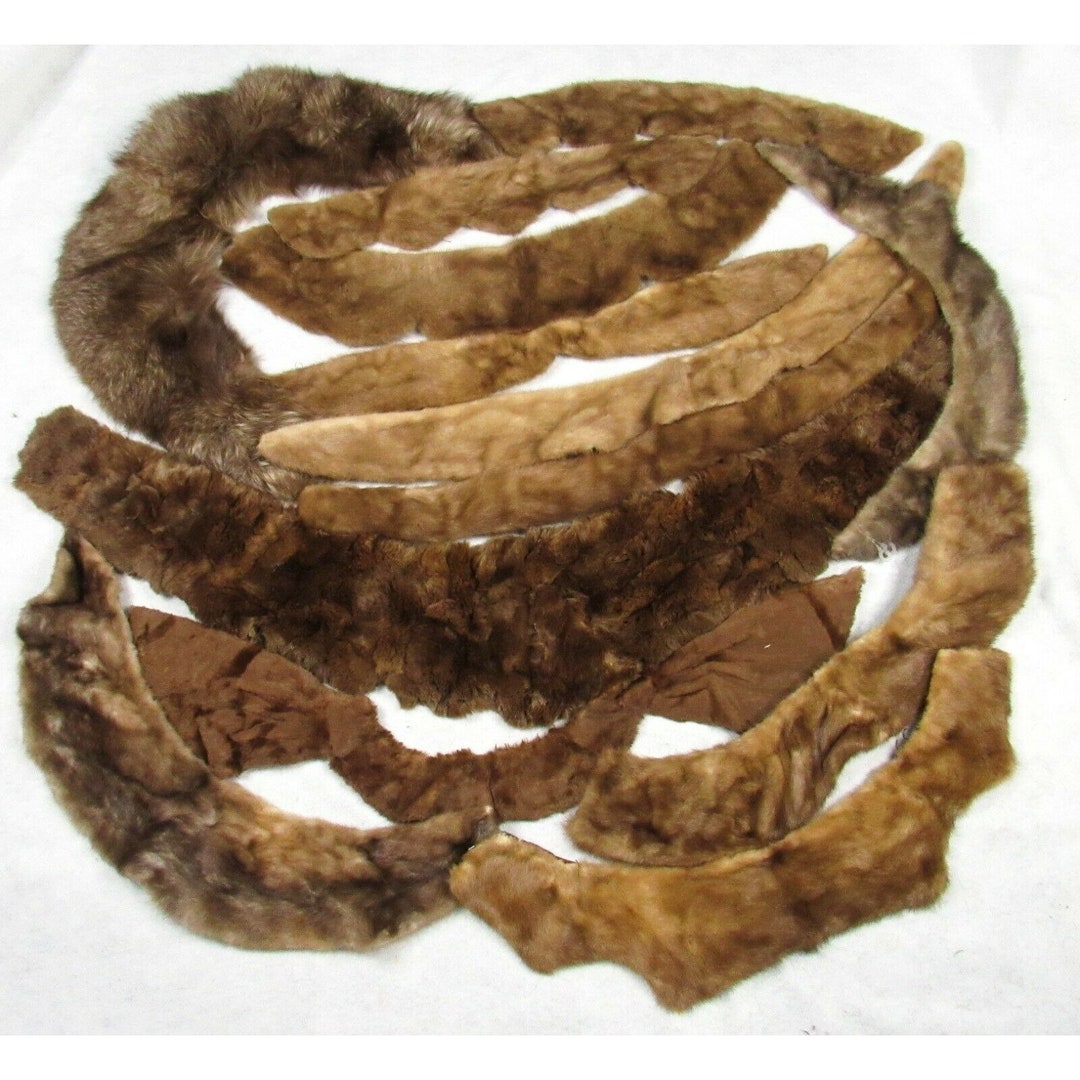 Vintage REAL FUR Collars Trim Pieces Lot of 13 Medium Browns Mink Fox ...