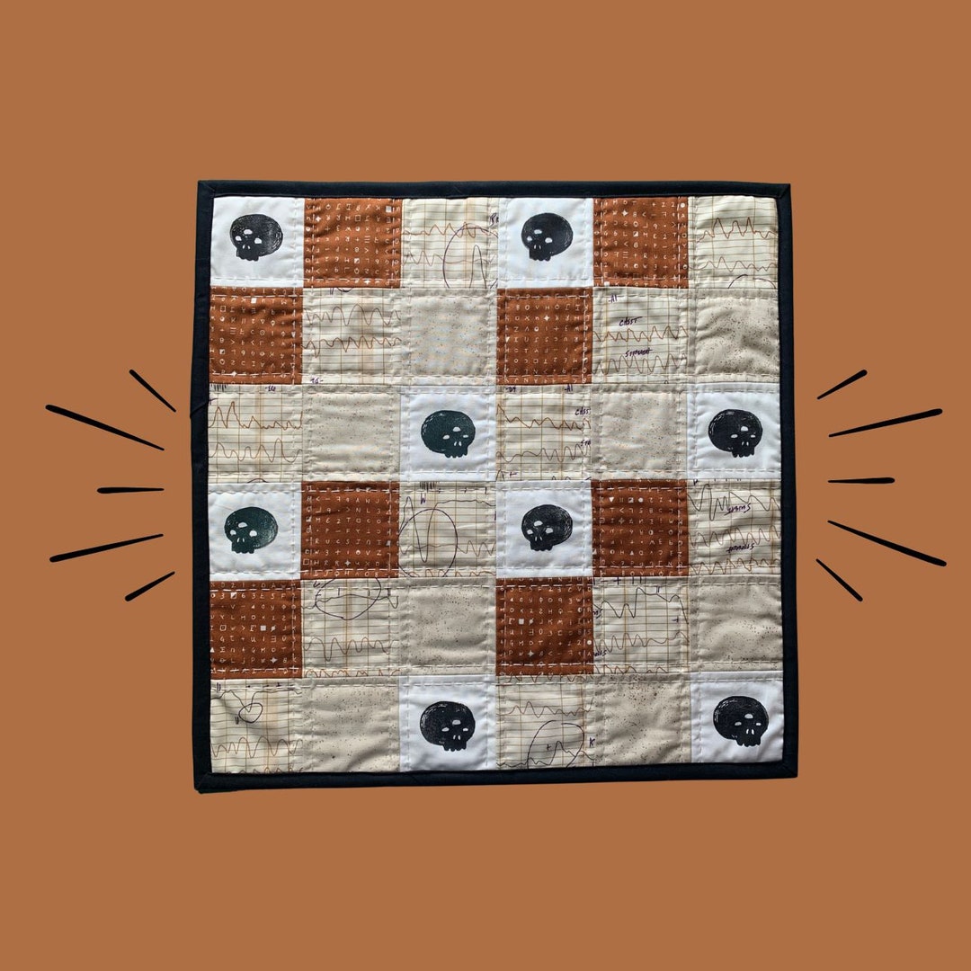 Cryptic Skulls Block Printed Mini Quilt - Etsy