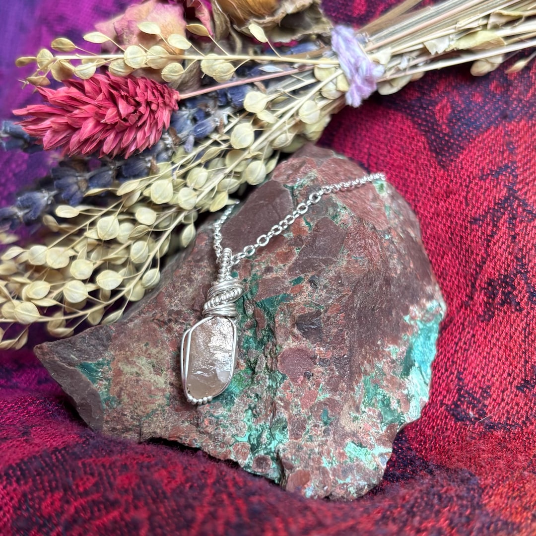 Pecos Valley Diamond Necklace, Wire Wrapped in Argentium, Dusty Rose ...