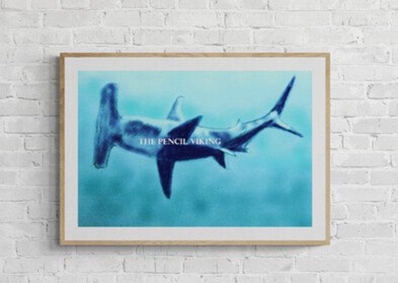 This is a Pencil Portrait of a Hammer Head Shark. Makes for a Masculine ...
