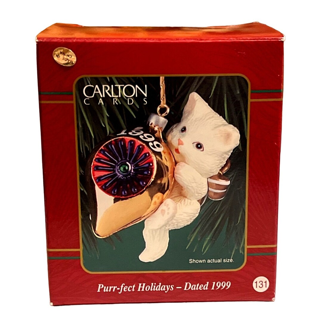 Vtg Carlton Heirloom Cat Kitten Purr-fect Holiday Ornament Marked AGC ...
