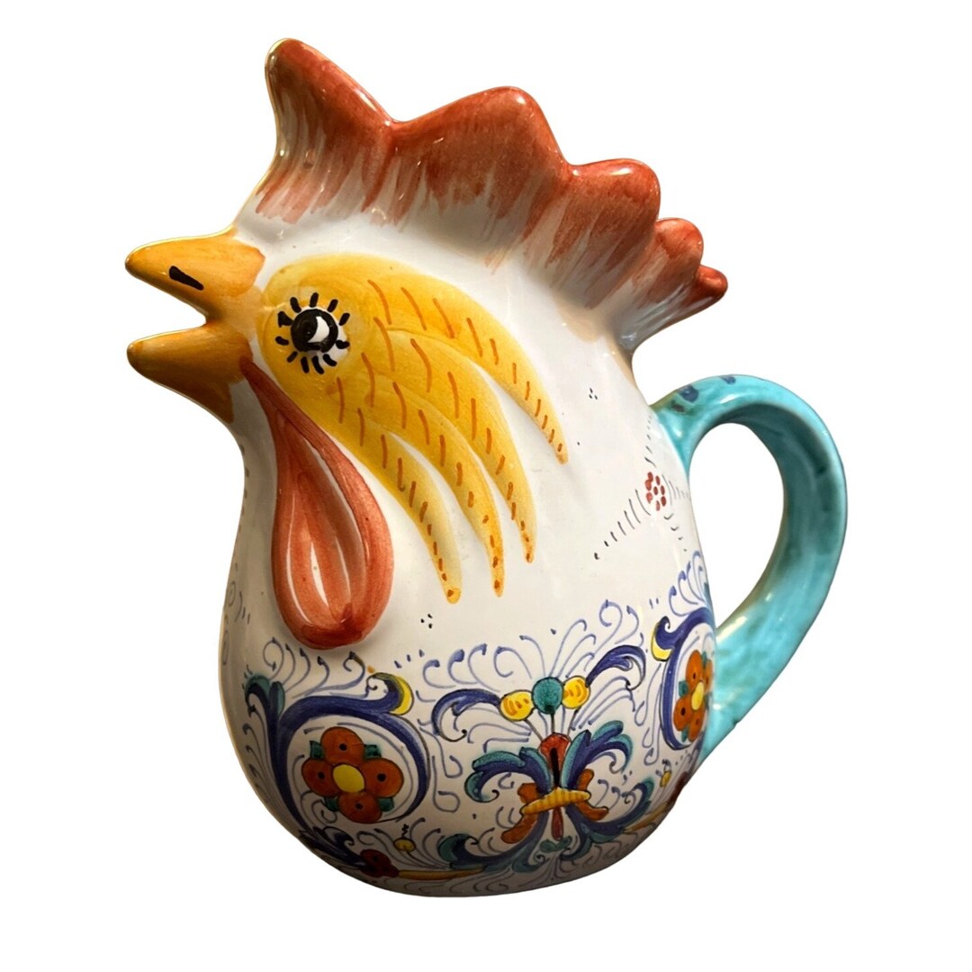 Vtg Ricco Deruta Italy Rooster Pitcher Majolica 1/4 QT. - Etsy