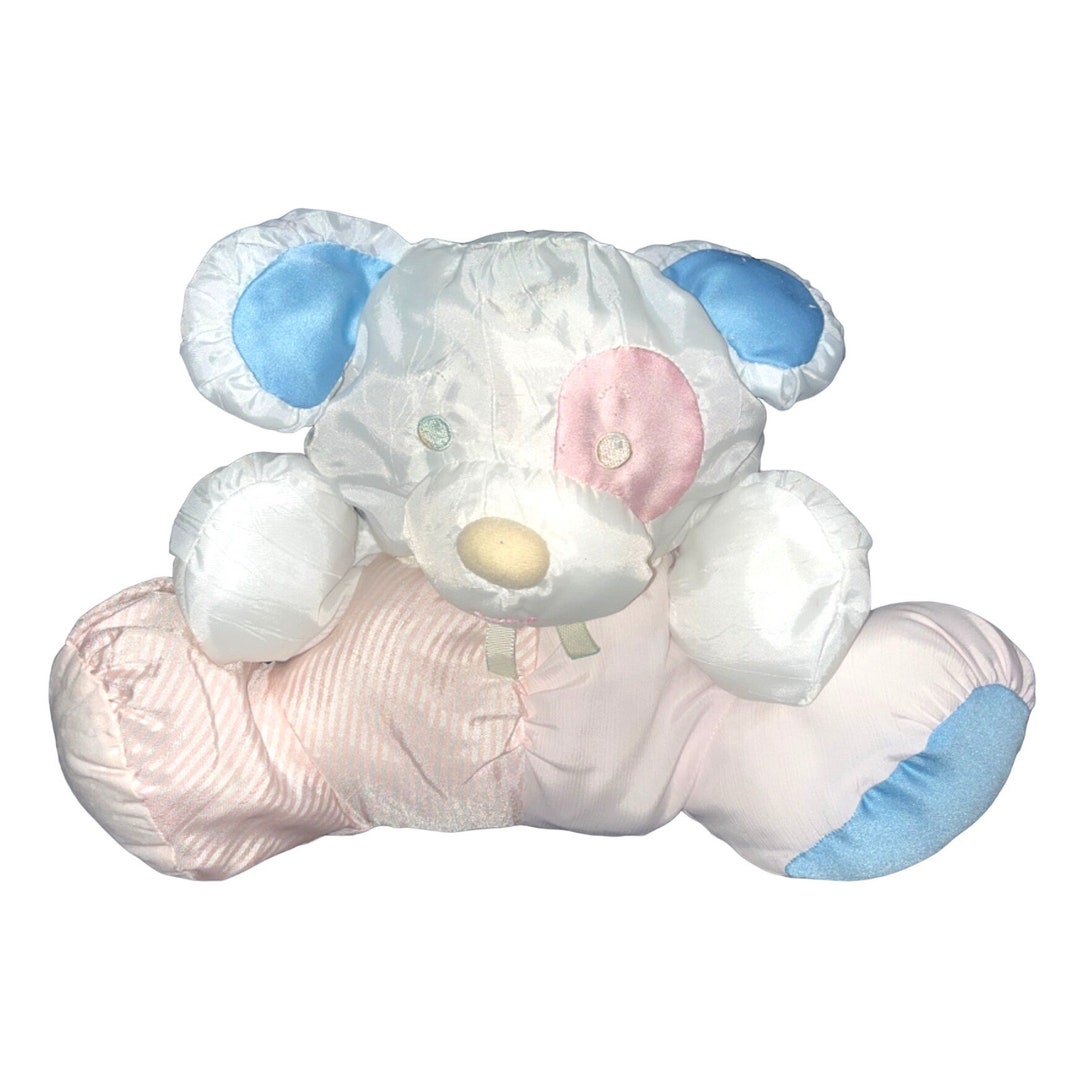Vtg 80's Fisher Price Puffalump Stuffed Pink & Blue Baby Bear Rattle ...