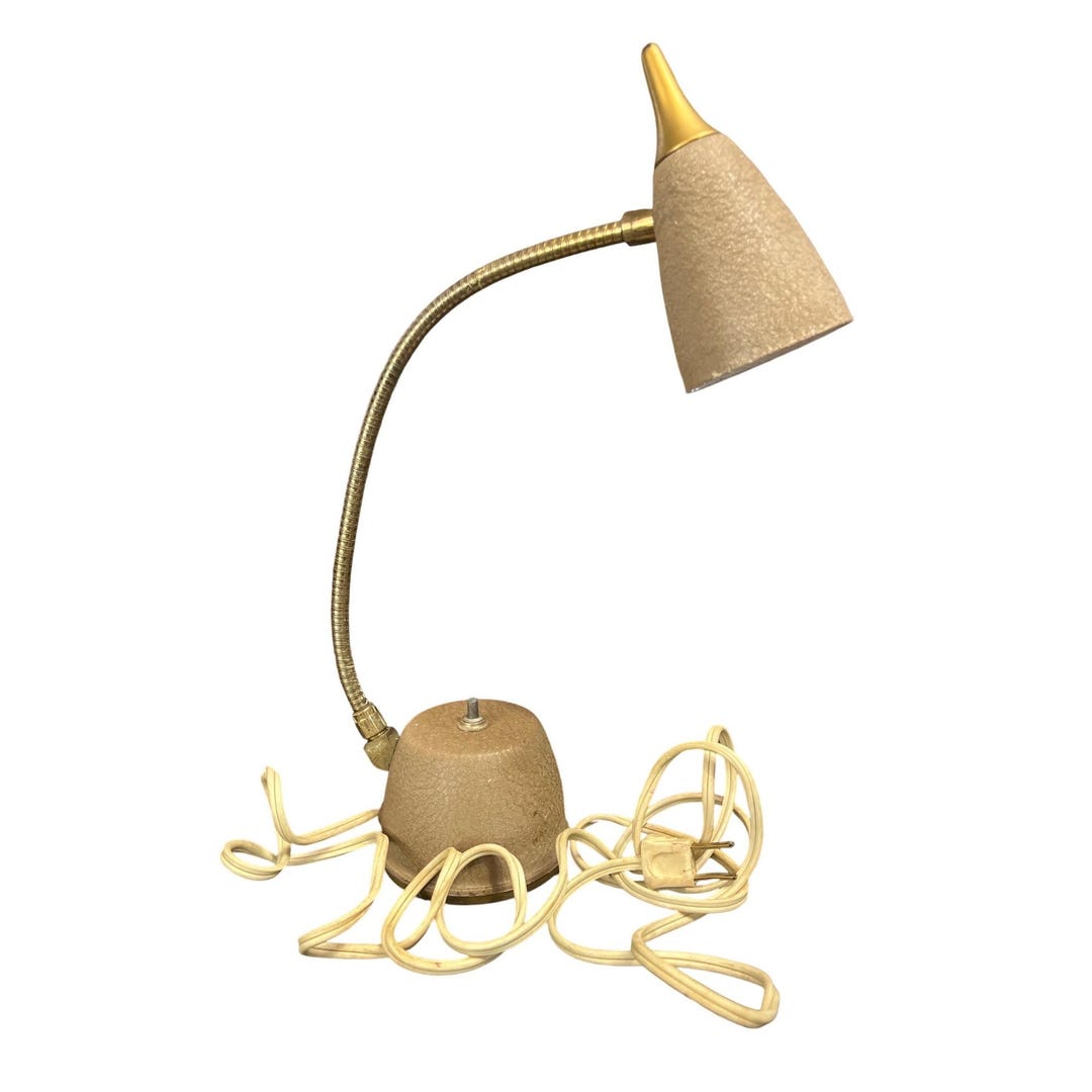 Vtg Underwriters Lab Hi-lite Eagle Goose Neck Table Desk Lamp Tan MCM ...