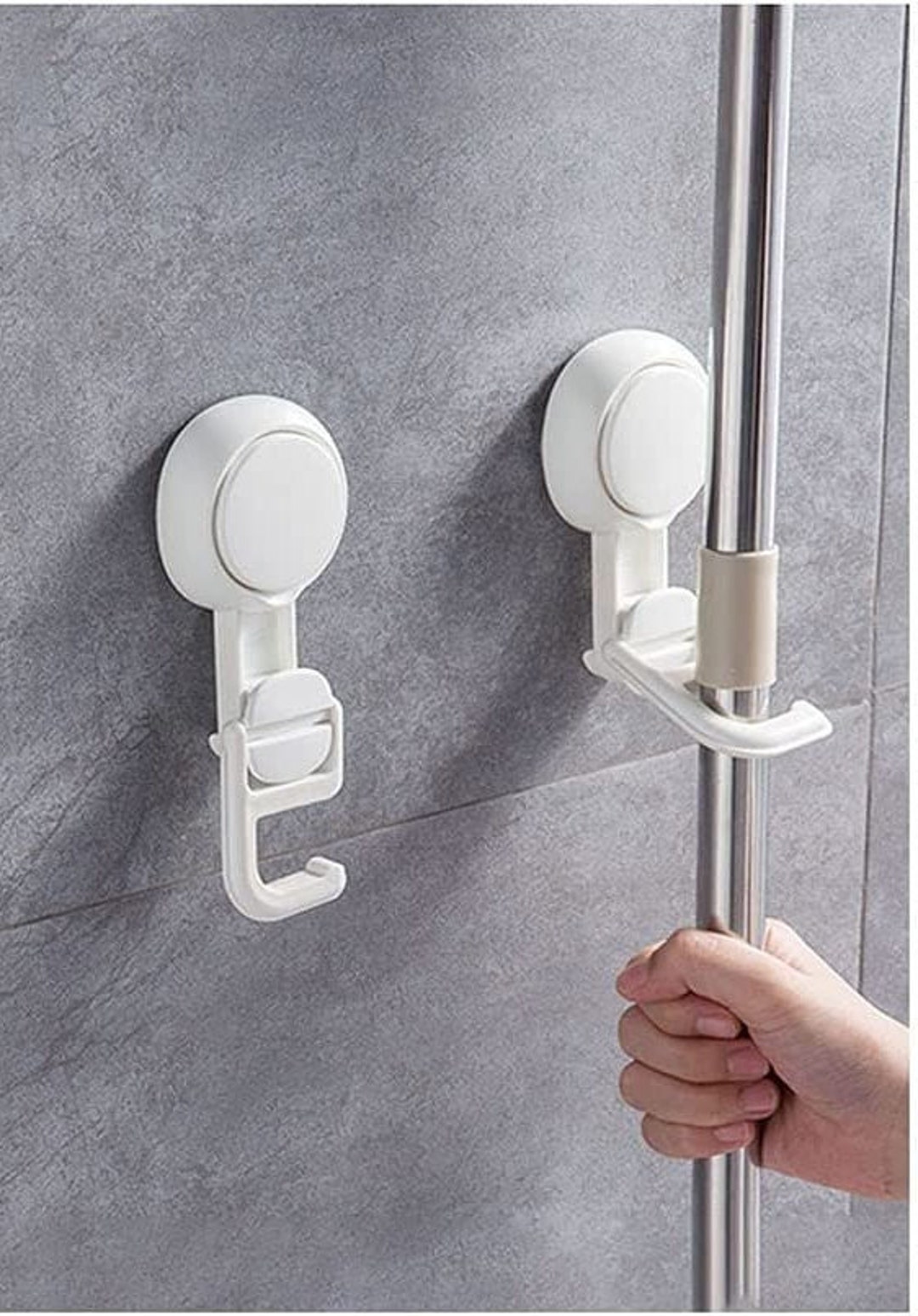 Reusable Heavy Duty Suction Cup Waterproof Hooks for Broom and Mop ...