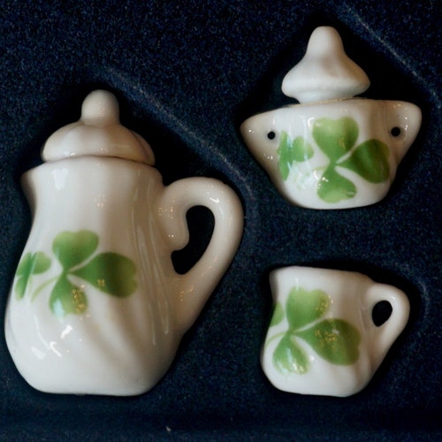 Miniature Shamrock Tea Set Mini Tea Cups St. Patrick's - Etsy