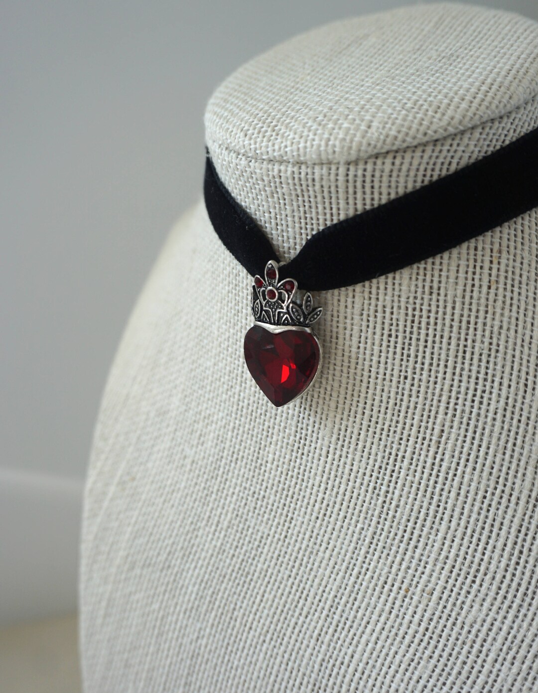 Heart Choker Necklace, Black Velvet Choker, Velvet Choker With Charm ...