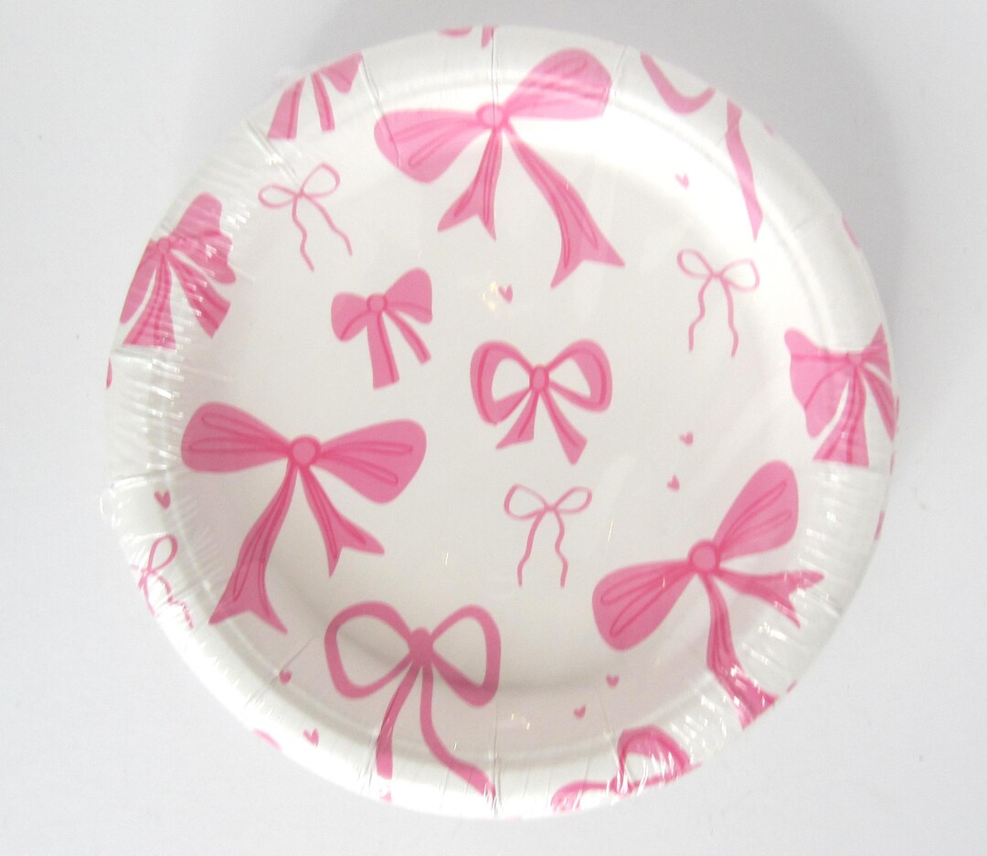 Pink Bow Party, Girly Birthday, Bow Theme, Pink Bow Plates, Snack ...