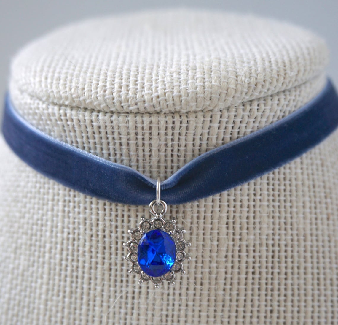 Blue Choker Necklace Blue Velvet Choker Velvet Choker With - Etsy