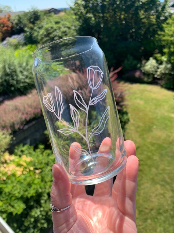 Kitchen & Dining Soda Can Glass Floral Can Glass Cold Cup Can Cup ...