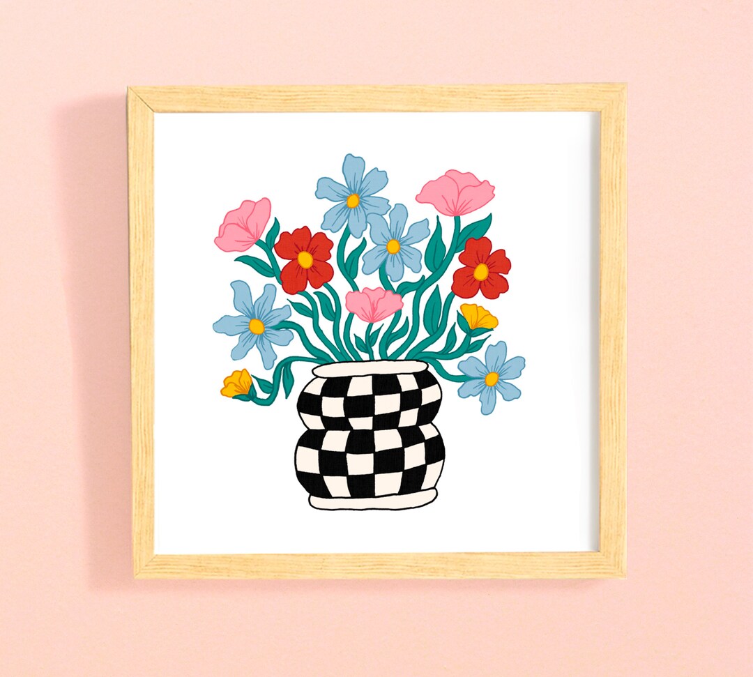 Retro Floral Print: Wiggly Flower 70s Groovy Art - Etsy