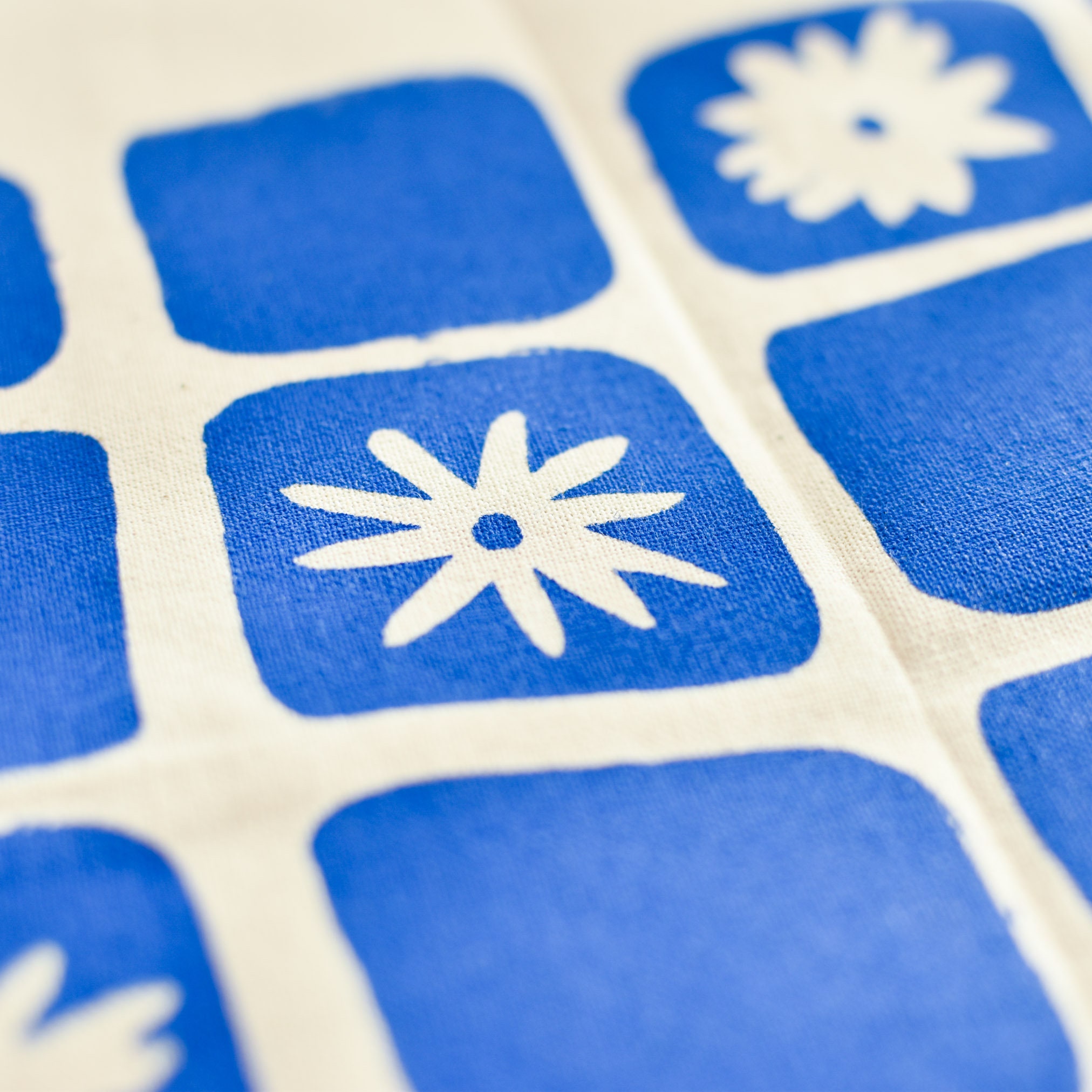Hand Screen Printed Canvas Tote Bag: Blue Flower Design - Etsy