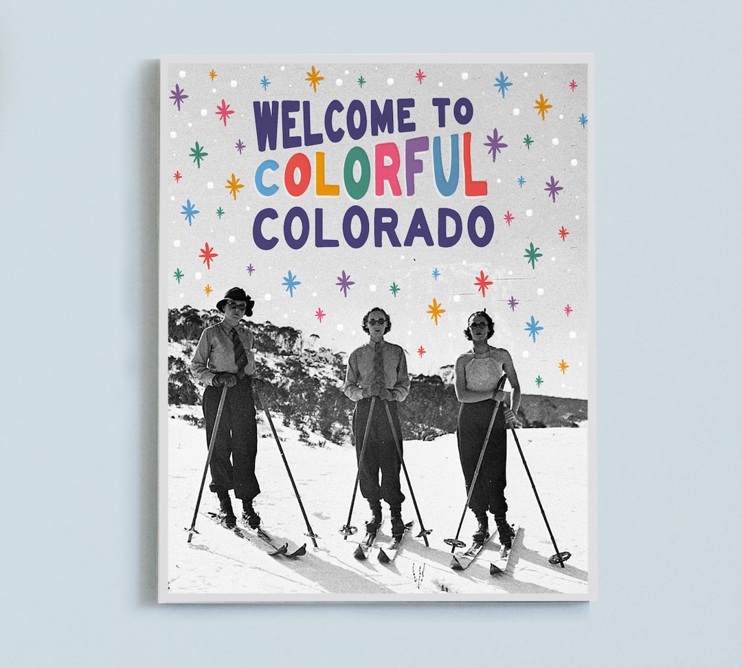 Welcome to Colorful Colorado Sign Poster Retro Ski Girls Pink Groovy ...
