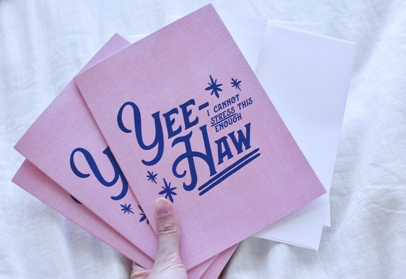 Yee-haw Retro Cowgirl Pink 5x7 Greeting Card With Envelope - Etsy