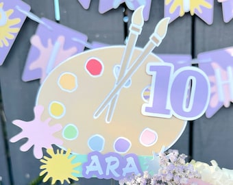 Art Party Cake Topper, Custom Cake Topper, Paint Palette Cake Topper ...