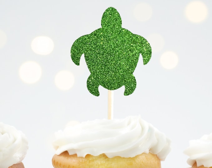 10 Pcs Turtle Cupcake Toppers - Charming Sea Turtle Cake Decorations ...