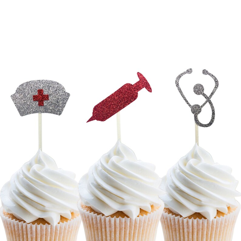 Nurse Cupcake Toppers, Nurse Hat Cupcake Toppers , Stethoscope Cupcake ...