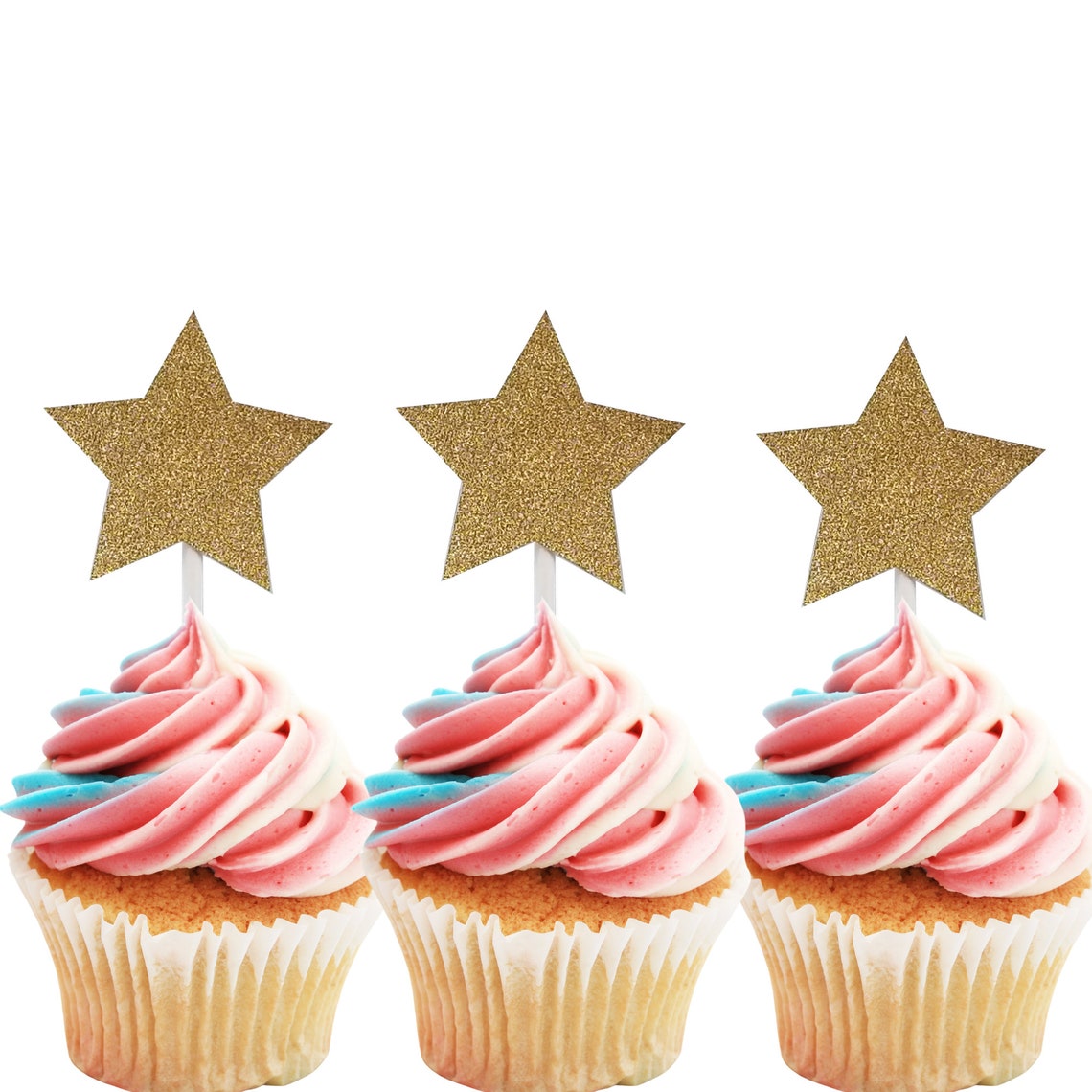Sparkling Star Cupcake Toppers Cupcake Toppers Star Toppers - Etsy