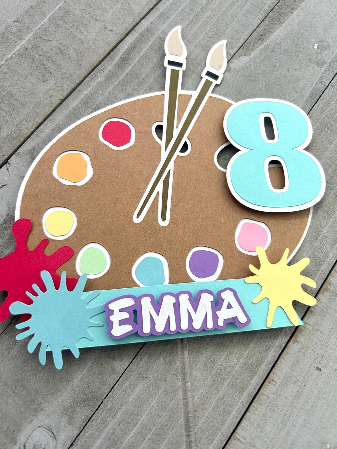 Art Party Cake Topper, Custom Cake Topper, Paint Pallet Cake Topper ...