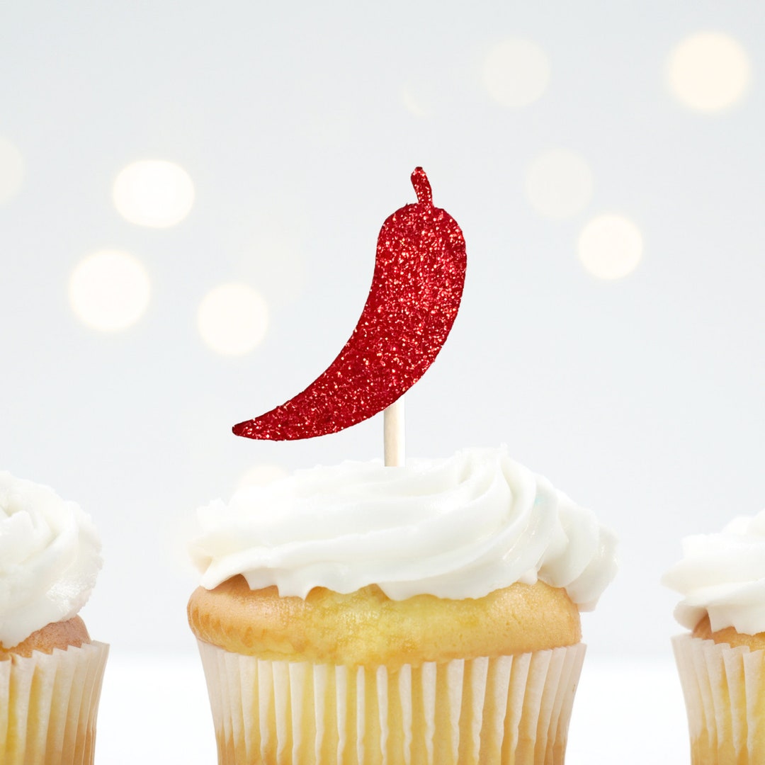 Chili Pepper Cupcake Toppers, Red Chili Pepper Toppers, Chili Pepper ...