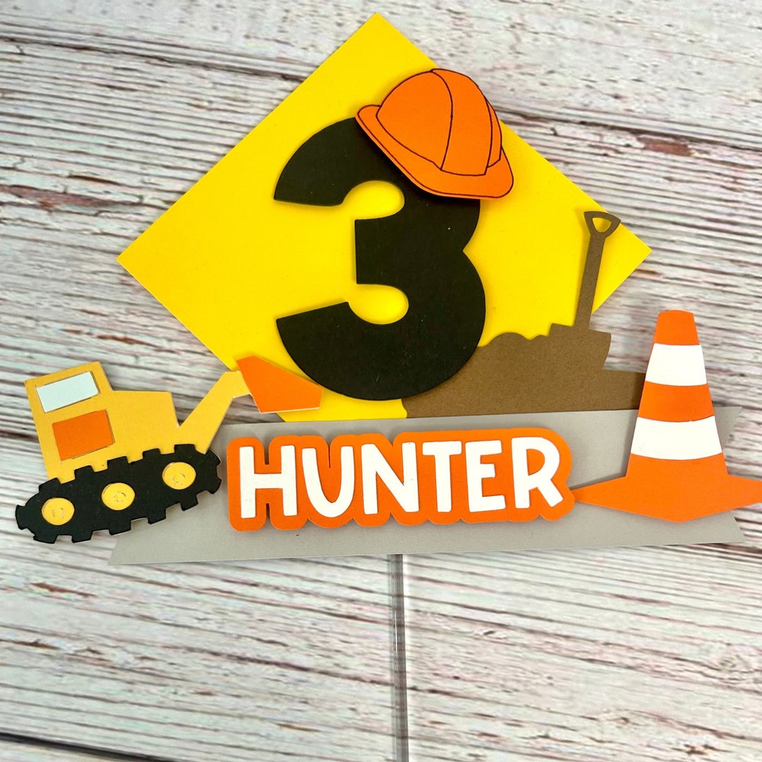 Construction Cake Topper, Construction Party, Excavator, Traffic Cone ...