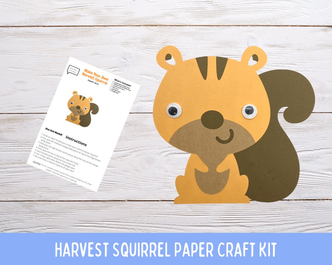 Harvest Squirrel Craft Kit, Kids Craft Kit, Paper Crafts, Kid's Craft ...