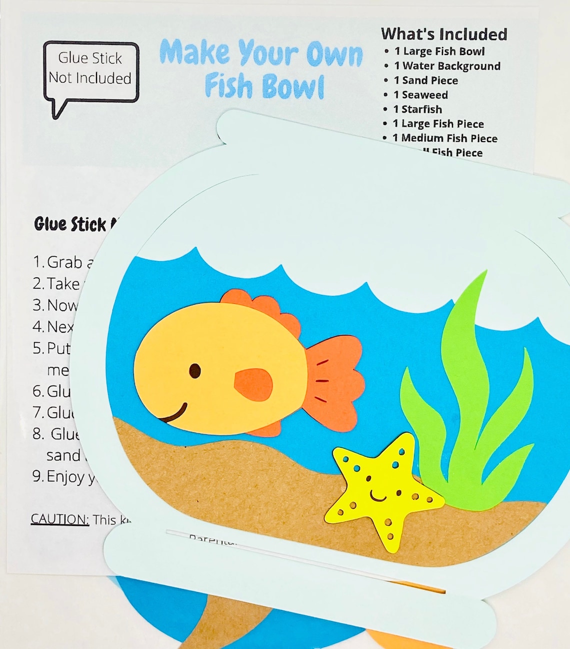 Fish Bowl Craft Kit, Kids Craft Kit, Paper Crafts, Kid's Craft, Fish ...