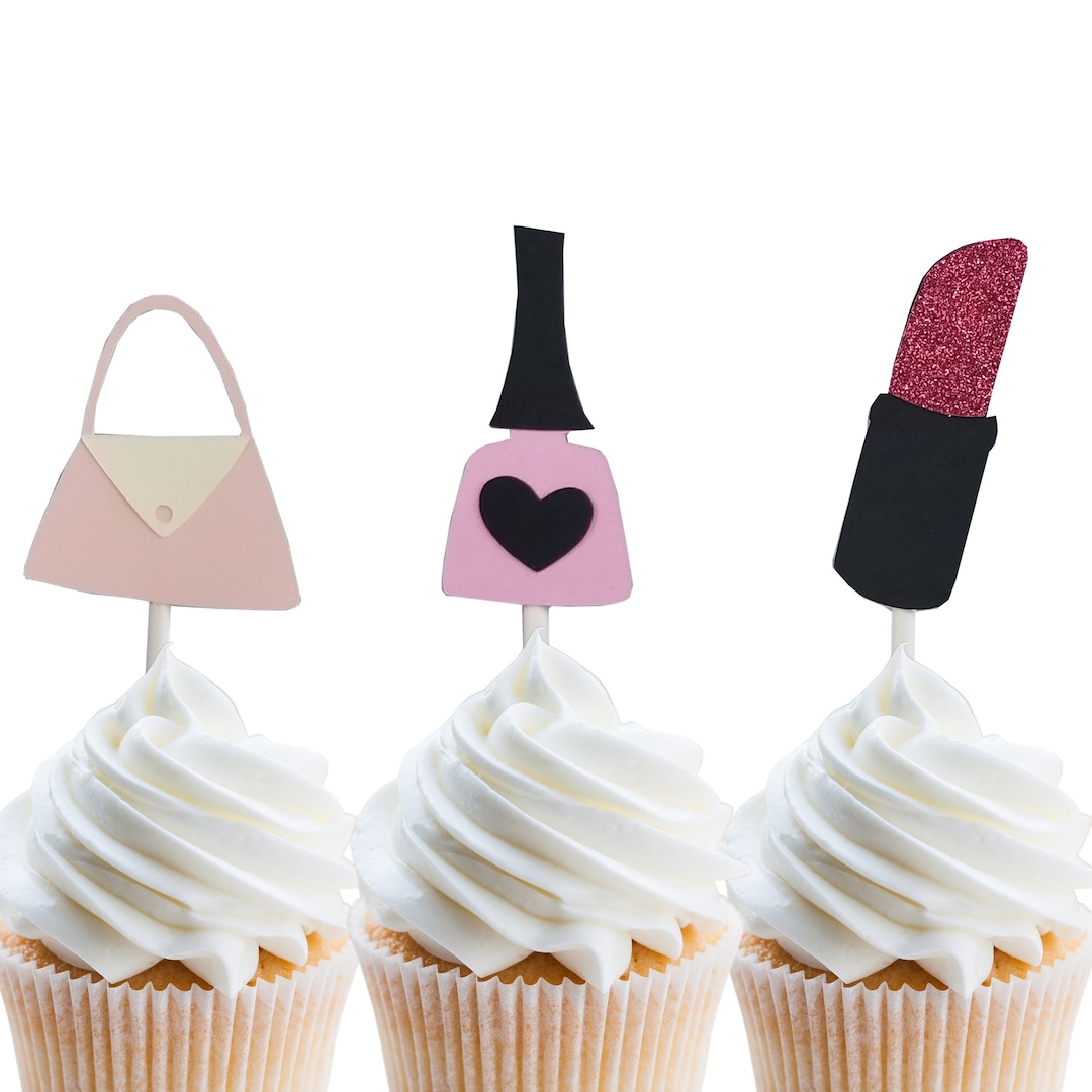 Fashion Cupcake Toppers, Lipstick Cupcake Topper, Purse Cupcake Topper ...