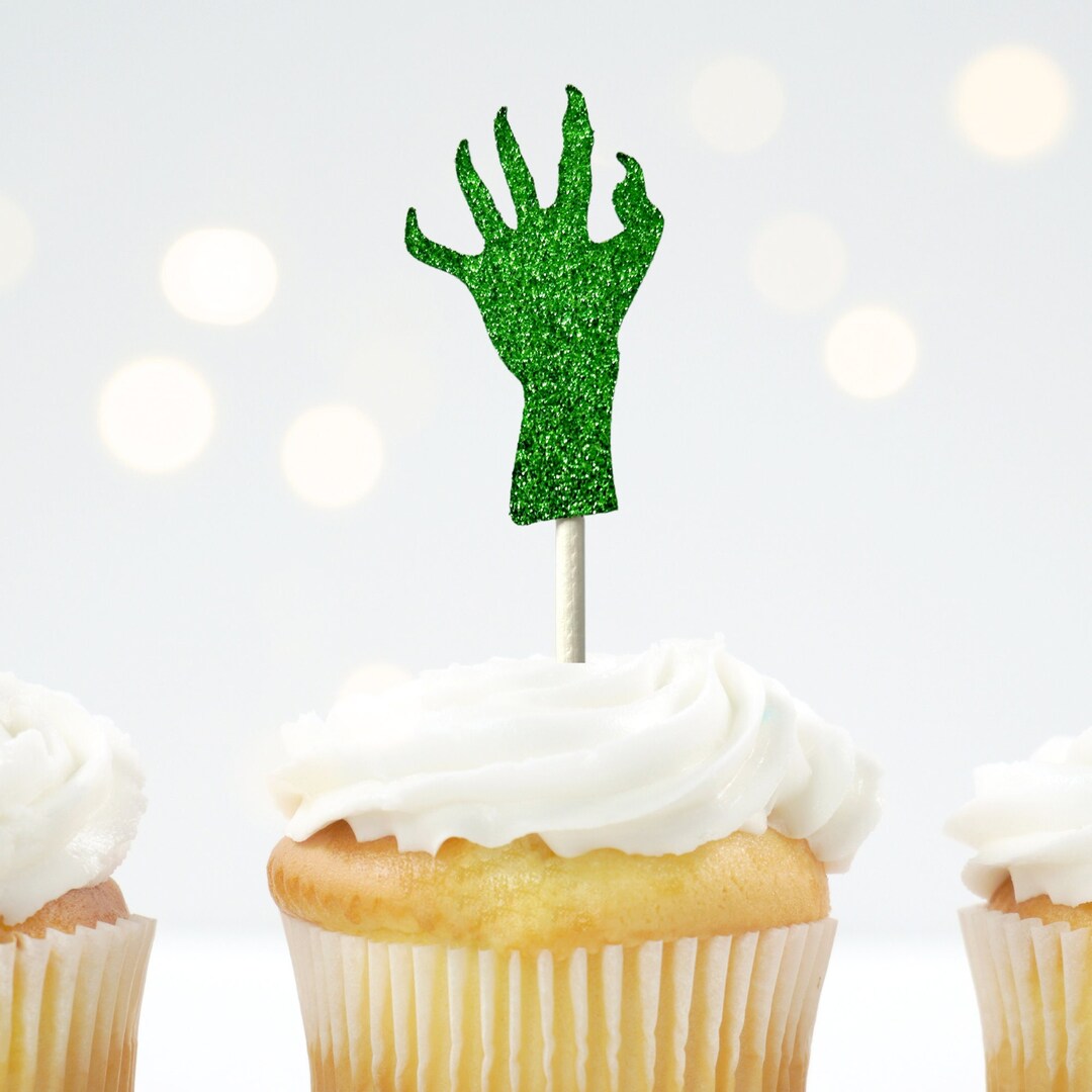 Creepy Hand Cupcake Topper, Halloween Cupcake Topper, Halloween Cake ...