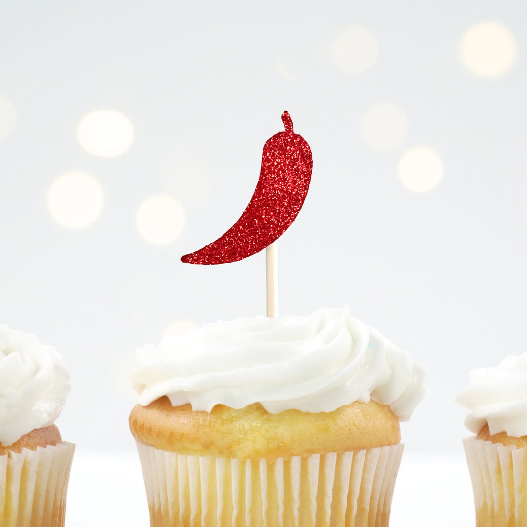 Chili Pepper Cupcake Toppers Red Chili Pepper Toppers Chili - Etsy