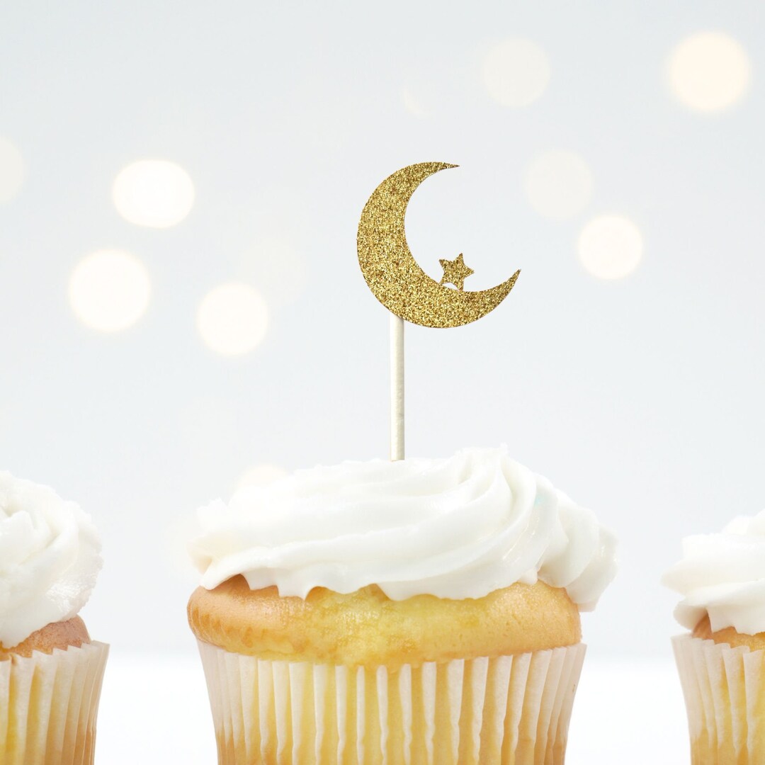 Moon and Star Cupcake Toppers Baby Shower Toppers Twinkle - Etsy