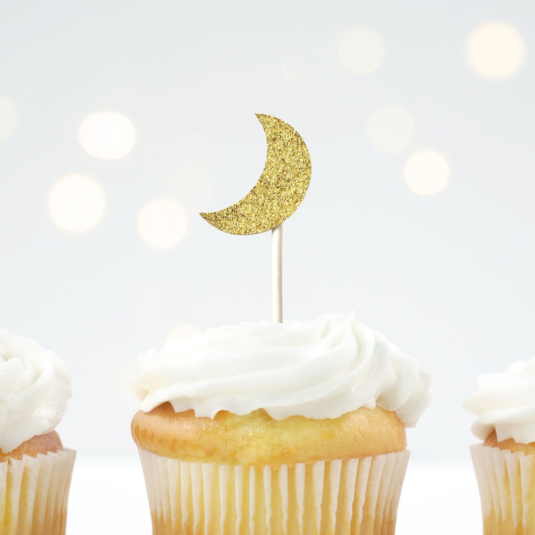 Moon Cupcake Toppers Baby Shower Toppers Twinkle Star Theme - Etsy