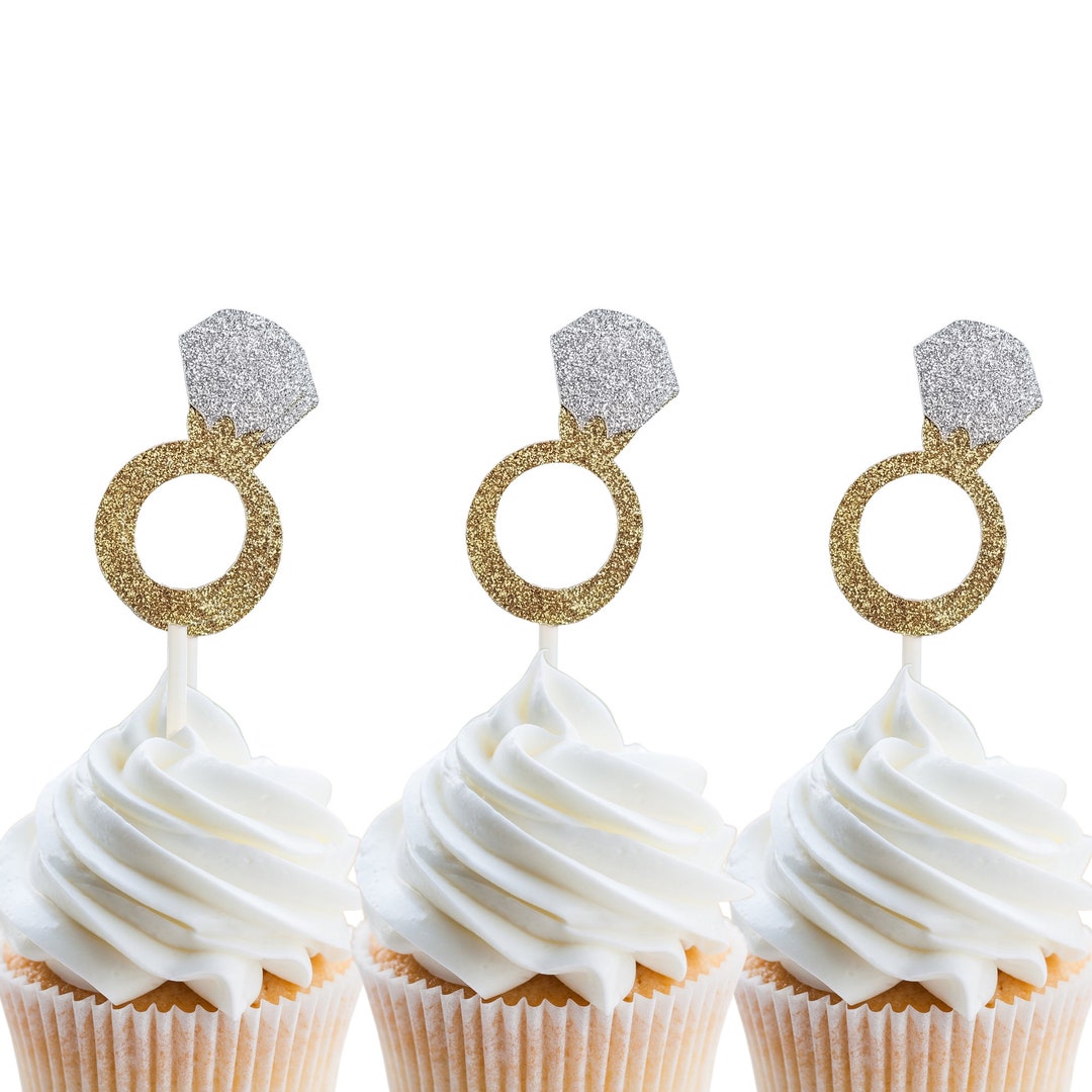 Toppers de cupcakes de anillo de diamantes, toppers de cupcakes de ...