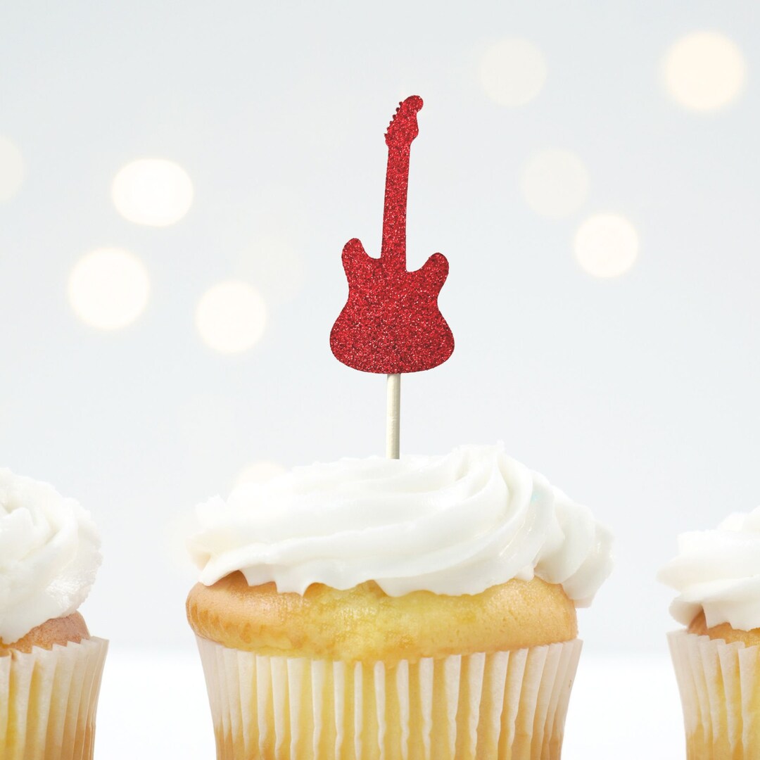 Acoustic Guitar Topper Guitar Cake Topper Glitter Brown - Etsy