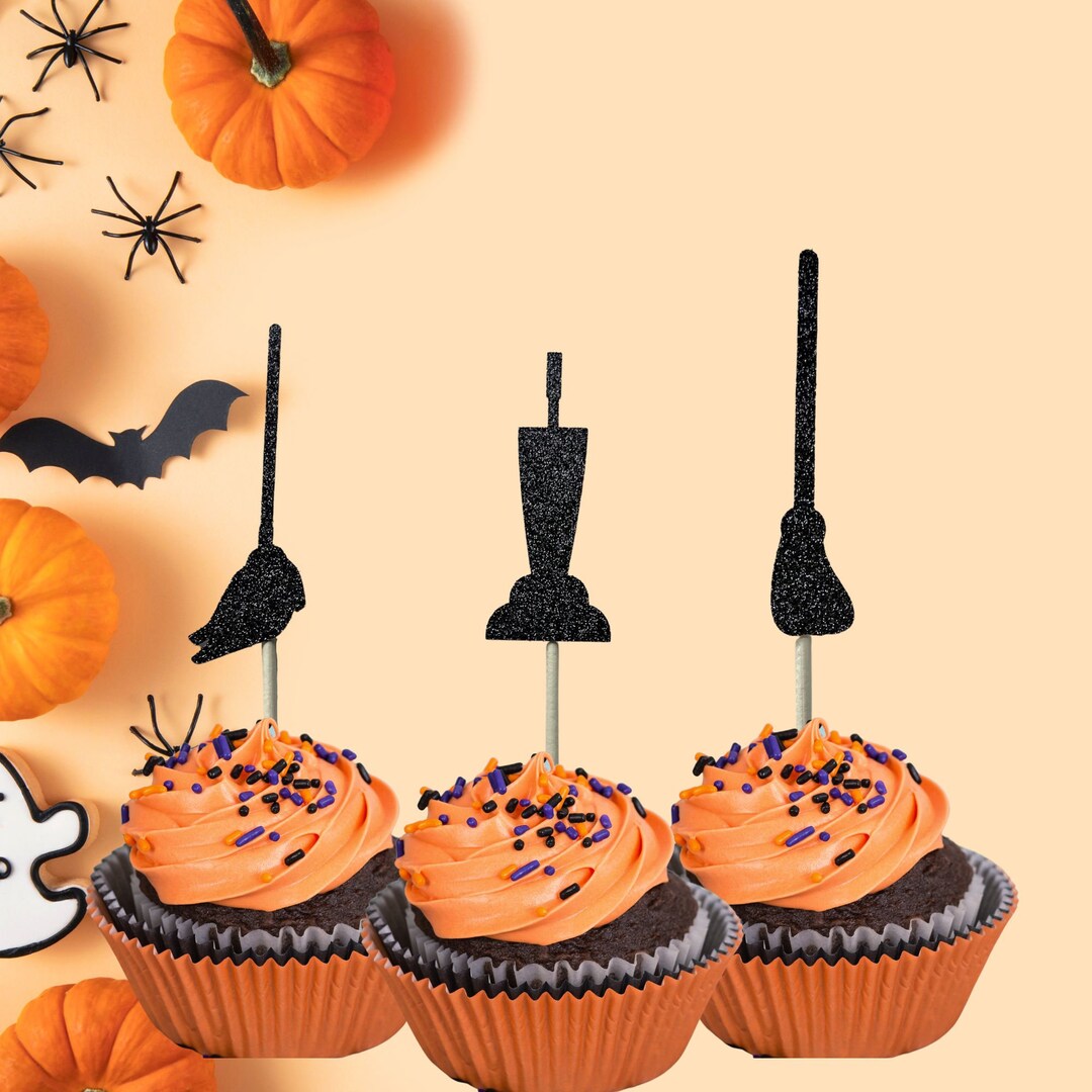 Hocus Pocus Inspired Cupcake Toppers Halloween Toppers Broom - Etsy