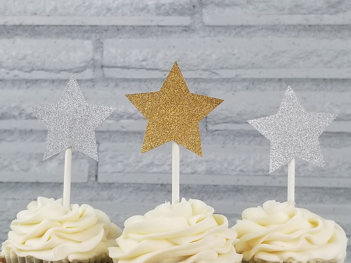 Sparkling Star Cupcake Toppers Cupcake Toppers Star Toppers - Etsy