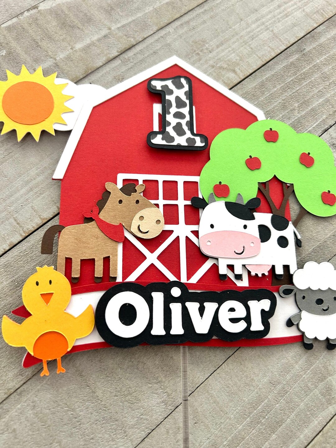 Farm Cake Topper, Barnyard Theme, Barn Cake Topper, Farm Animal Party ...