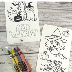 Halloween Coloring Cards, Halloween Cards, Halloween Party Favor ...