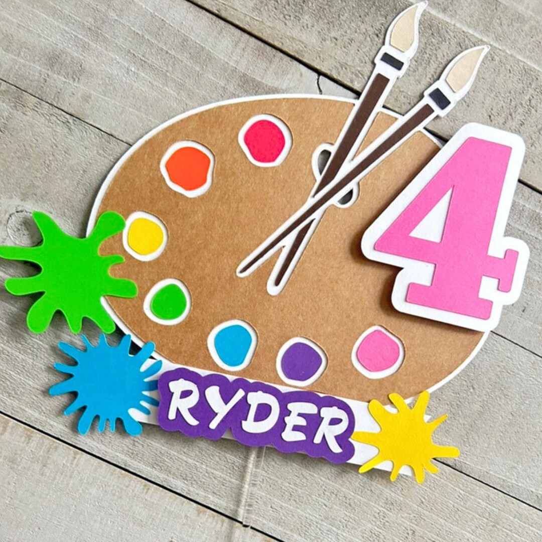 Art Party Cake Topper, Custom Cake Topper, Paint Pallet Cake Topper ...