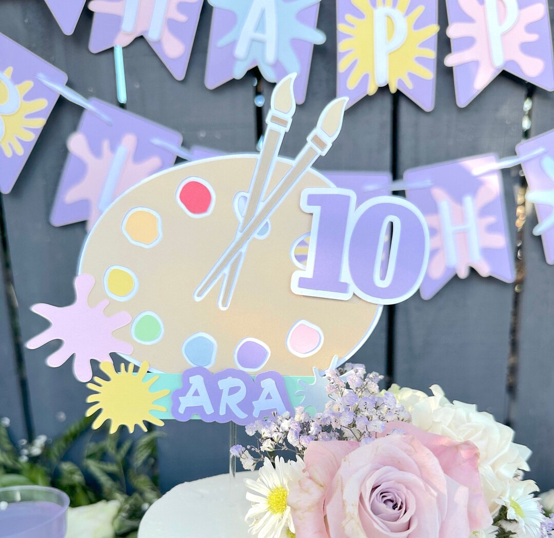 Art Party Cake Topper, Custom Cake Topper, Paint Pallet Cake Topper ...