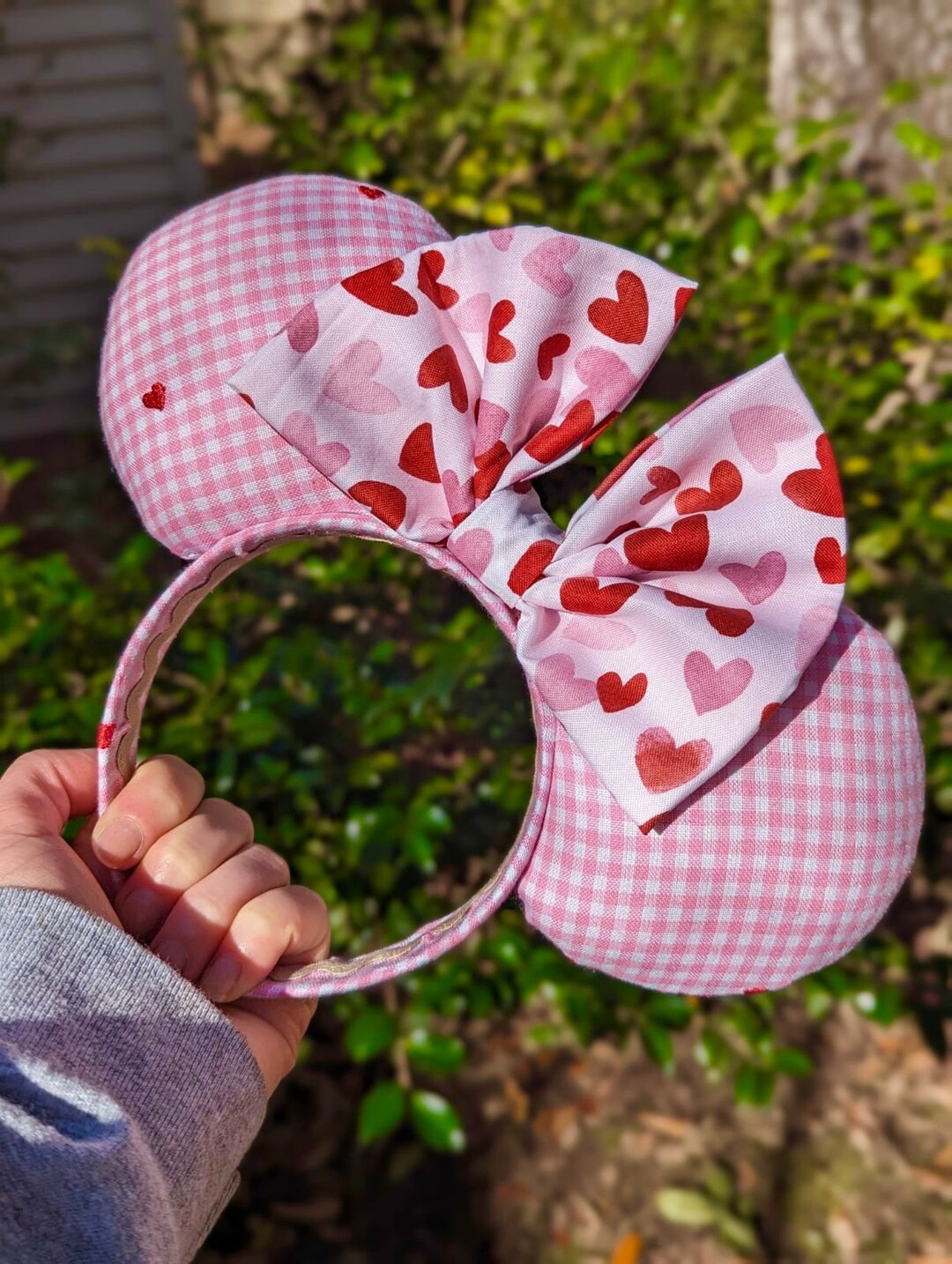 Valentines Ears/heart Ears Headband/ Pink Heart Ear Headband/ Pink ...